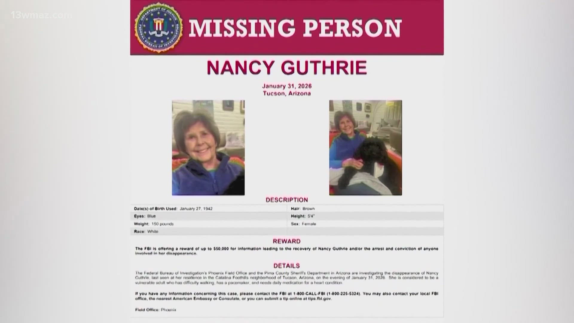 The DNA found on the glove close to Nancy Guthrie's residence has been ...